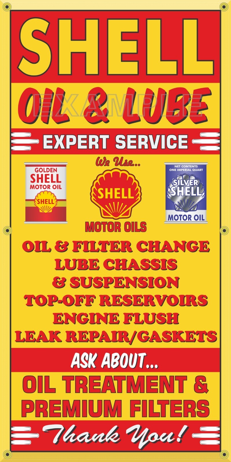 SHELL LUBE OIL CHANGE GAS SERVICE STATION OLD VINTAGE SIGN REMAKE ...