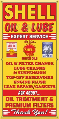 SHELL LUBE OIL CHANGE GAS SERVICE STATION OLD VINTAGE SIGN REMAKE ...
