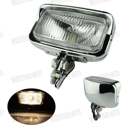 Square Retro Chrome Headlight Motorcycle Fit For Harley Chopper ...
