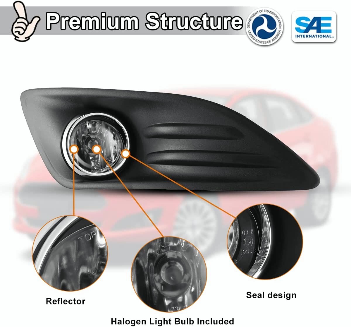 For 2014-2019 Ford Fiesta Fog Lights Driving Lamps Clear Pair + Wiring ...