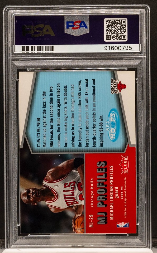 91600795 MICHAEL JORDAN 2005 Fleer Hoops MJ-29 MJ Profiles PSA 9 MINT ...