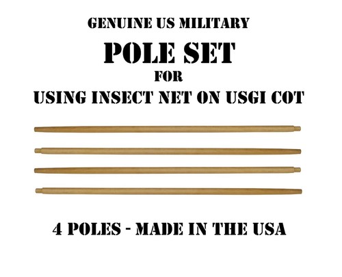 SET of 4 WOOD POLES FOR MOSQUITO BUG NET INSECT BAR NETTING US MILITARY ...