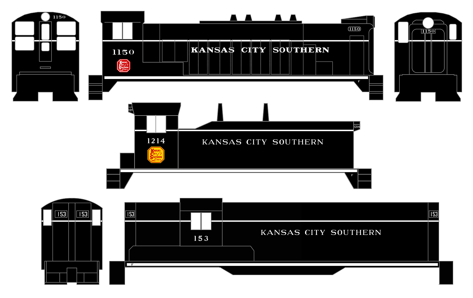 K4 HO Scale Decals Kansas City Southern Hood Diesel Switcher KCS White ...
