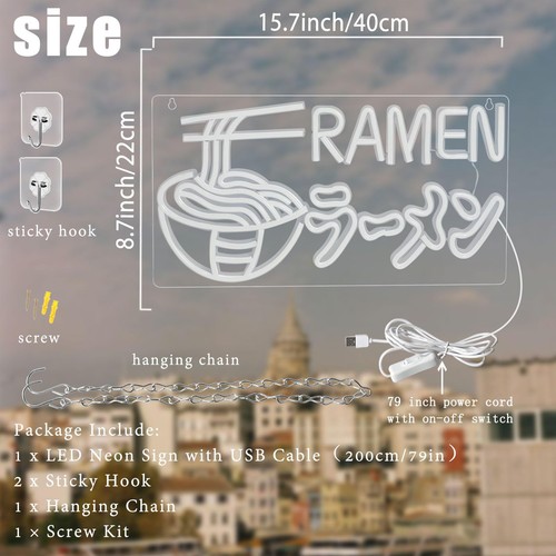 Neon Sign LED Japanese Noodles Neon Light Wall Decor Noodle Light Up ...