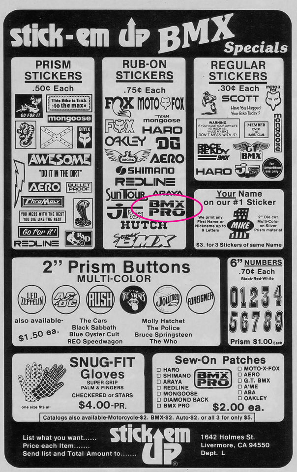 3x BMX Sticker Decals For Competition Use Freestyle Hutch GT Haro ...