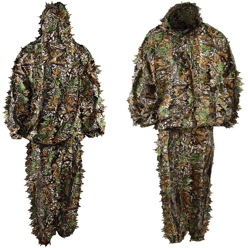 3D Bionic Leaf Adults Ghillie Suit Camo Army Jungle Woodland Hunting ...