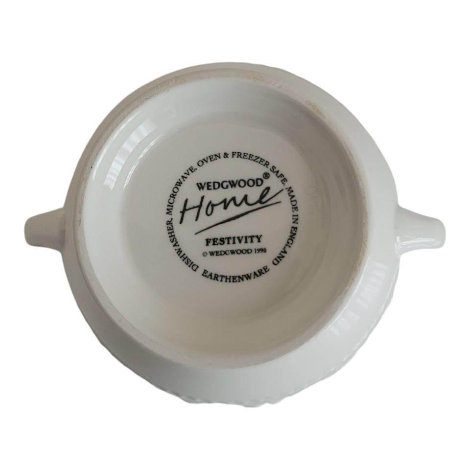 Vintage Wedgwood Home Festivity Embossed Fruits Lidded Sugar Bowl 1995 ...