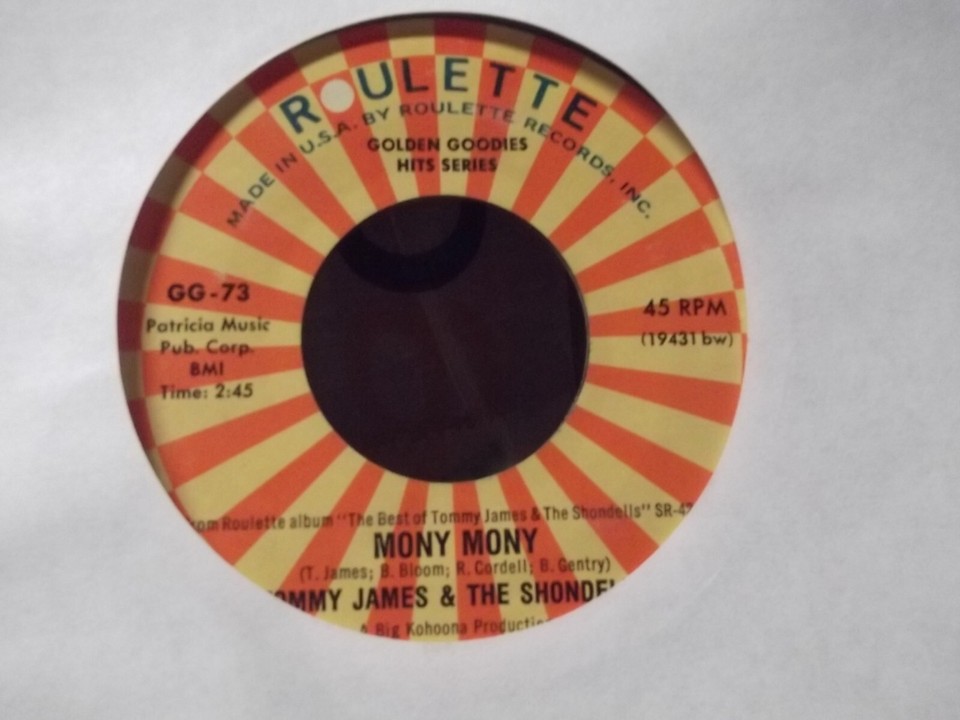 L*TOMMY JAMES SHONDELLS CRYSTAL BLUE PERSUASION/MONY MONY ON ROULETTE RECORDS | eBay