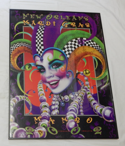 Framed New Orleans 2002 Mardi Gras Mambo Poster Andrea Mistretta 32 1/4 ...