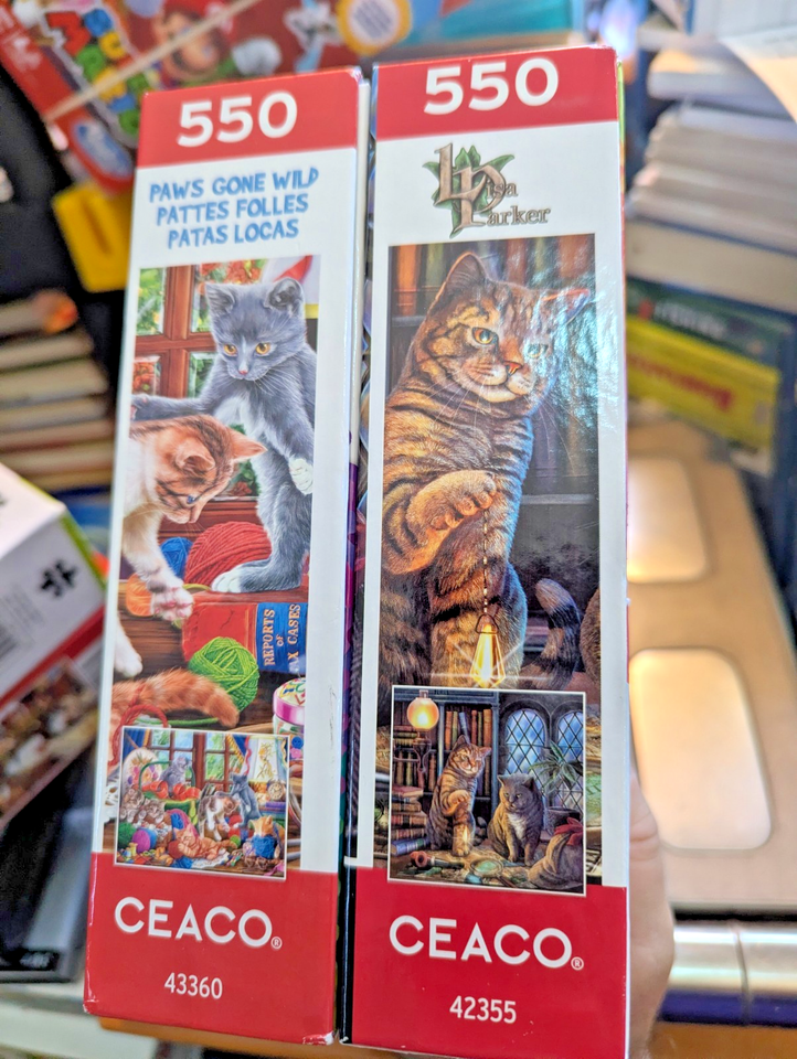 LOT of 2 550 pc Puzzles CATS / PAWS GONE WILD + NIGHT SPIRIT UNCOUNTED ...