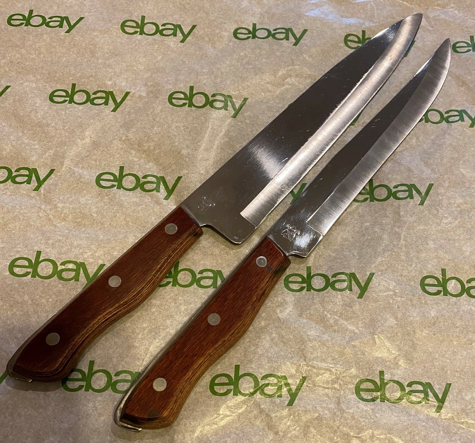 Vintage Maxam Steel 2 Piece Wood Handle Knife Set - 8" Carving & Chefs ...