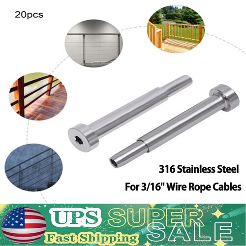 20Pcs T316 Stainless Steel Cable Railing Hardware Kit For 3/16" Wire ...