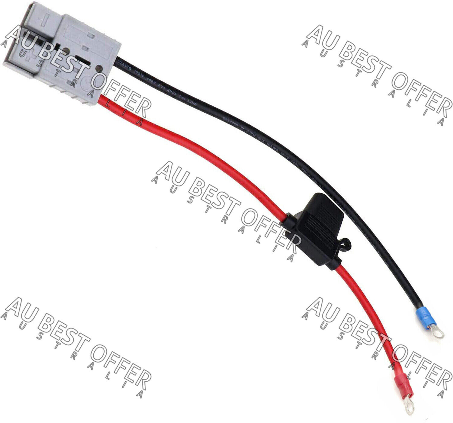 2pcs FUSED Anderson Lead 50 amp 50A plug to 8mm Lugs, 50amp cable lead ...