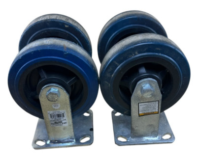 Heavy Duty Caster 4" Wheels Blue Rubber Polypropylene 600lb Harbor ...