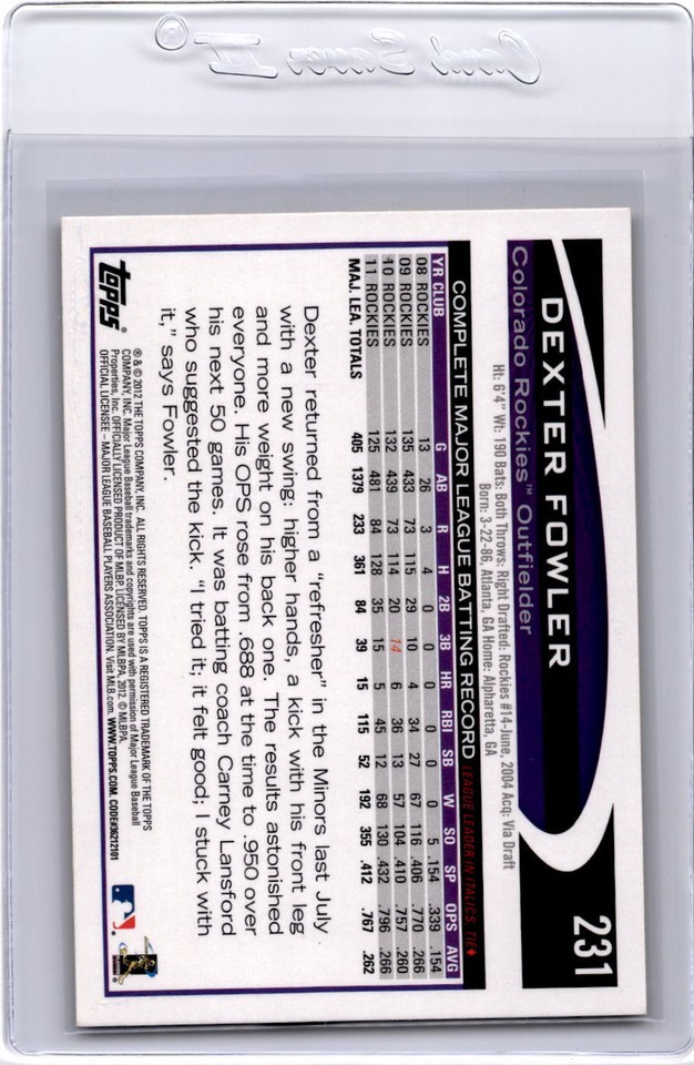 2012 Topps Gold Sparkle 231 Dexter Fowler | eBay