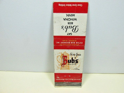 Bub's Beer Winona MN Vintage Beer Ad Matchbook Cover Peter Bub Brewery ...