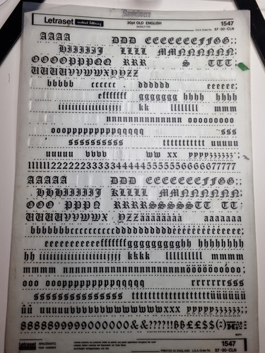 Letraset 30pt Old English Black Rub Off Letters & Numbers Vintage Used ...