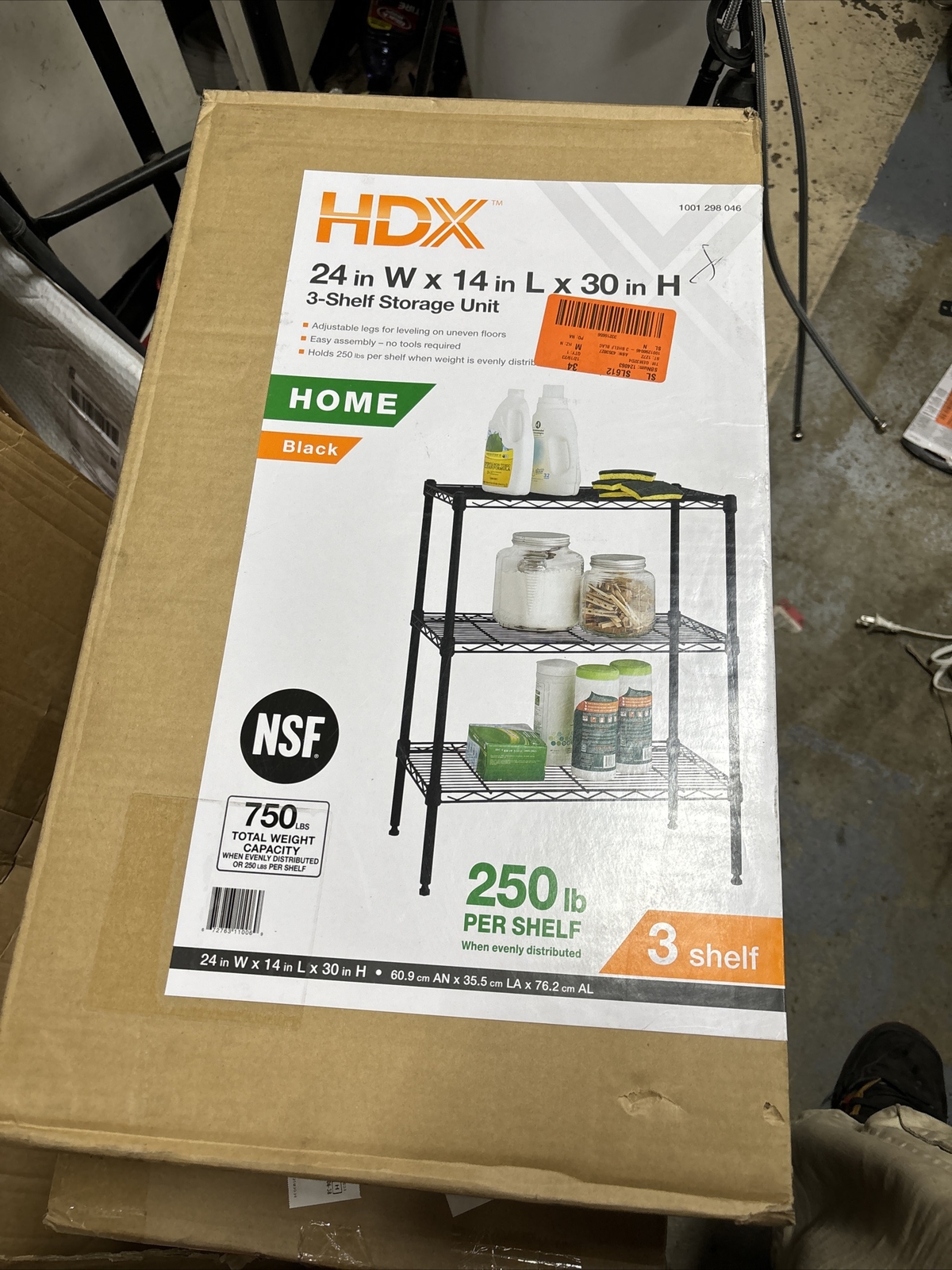 HDX Shelving Unit Wire 3-Tier Steel Adjustable Shelf Black (24"Wx30 ...