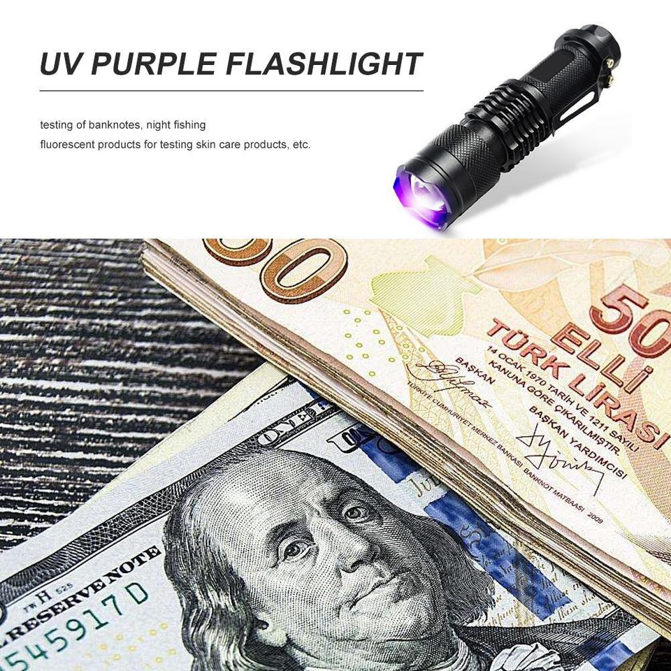 Ultraviolet Light Torch Detector XPE Q5 395 UV LED Purple Flashlight ...