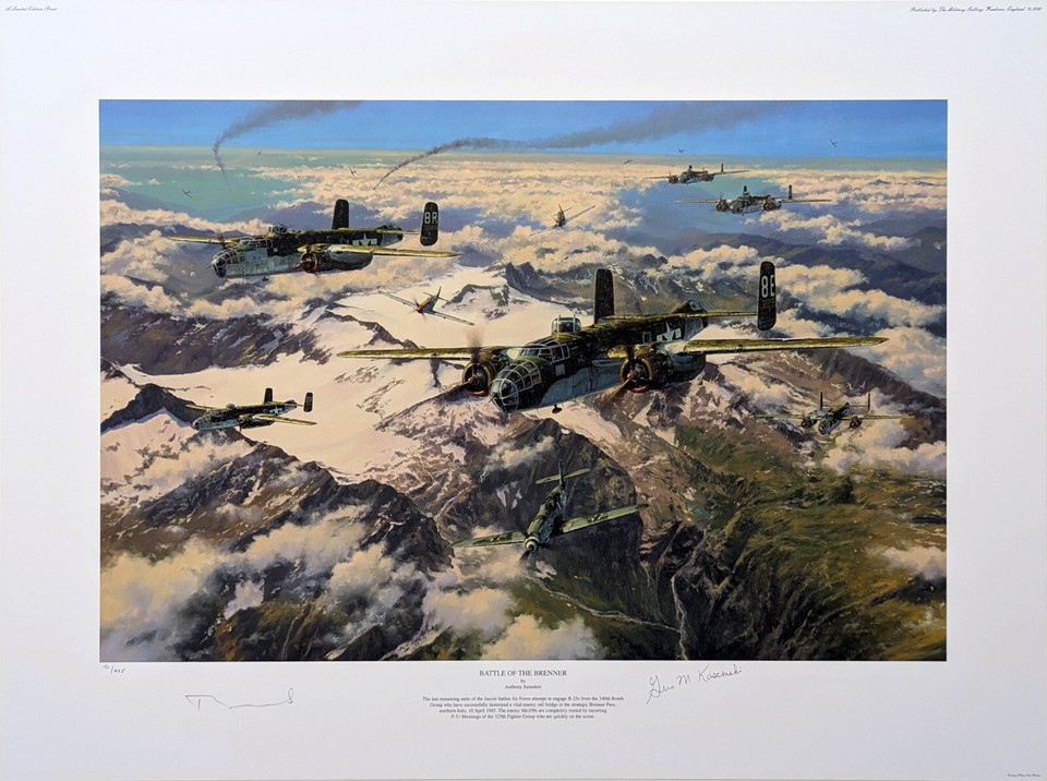 Battle of the Brenner by Anthony Saunders art print signed by WW2 B-25 ...
