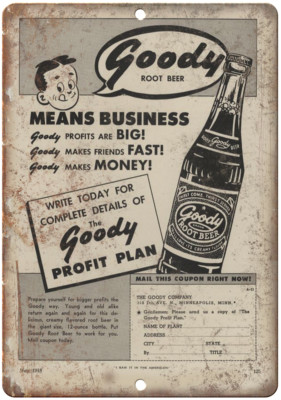 Goody Root Beer Vintage Sales Flyer Ad 12" x 9" Reproduction Metal Sign ...