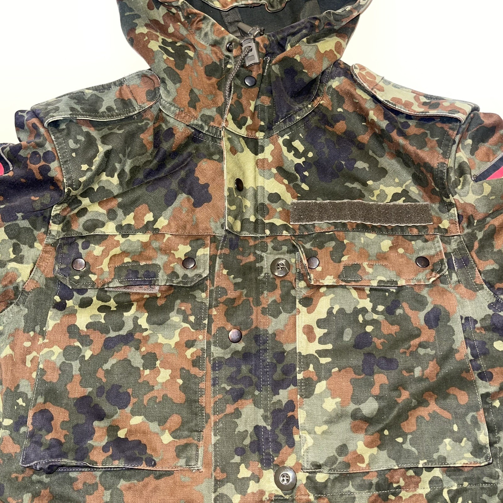 VTG German Army Field Jacket Parka Military Issue Hooded Flecktarn ...