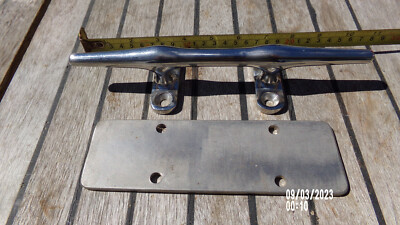 New Marine Stainless Steel Cleat W/Backing Plate, Cleat "10" Long 2 3/4 ...