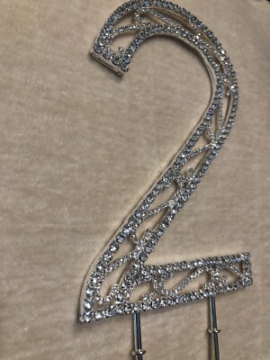 RHINESTONE CRYSTALLIZED SILVER NUMBER 2 CAKE TOPPER DECORATION | eBay