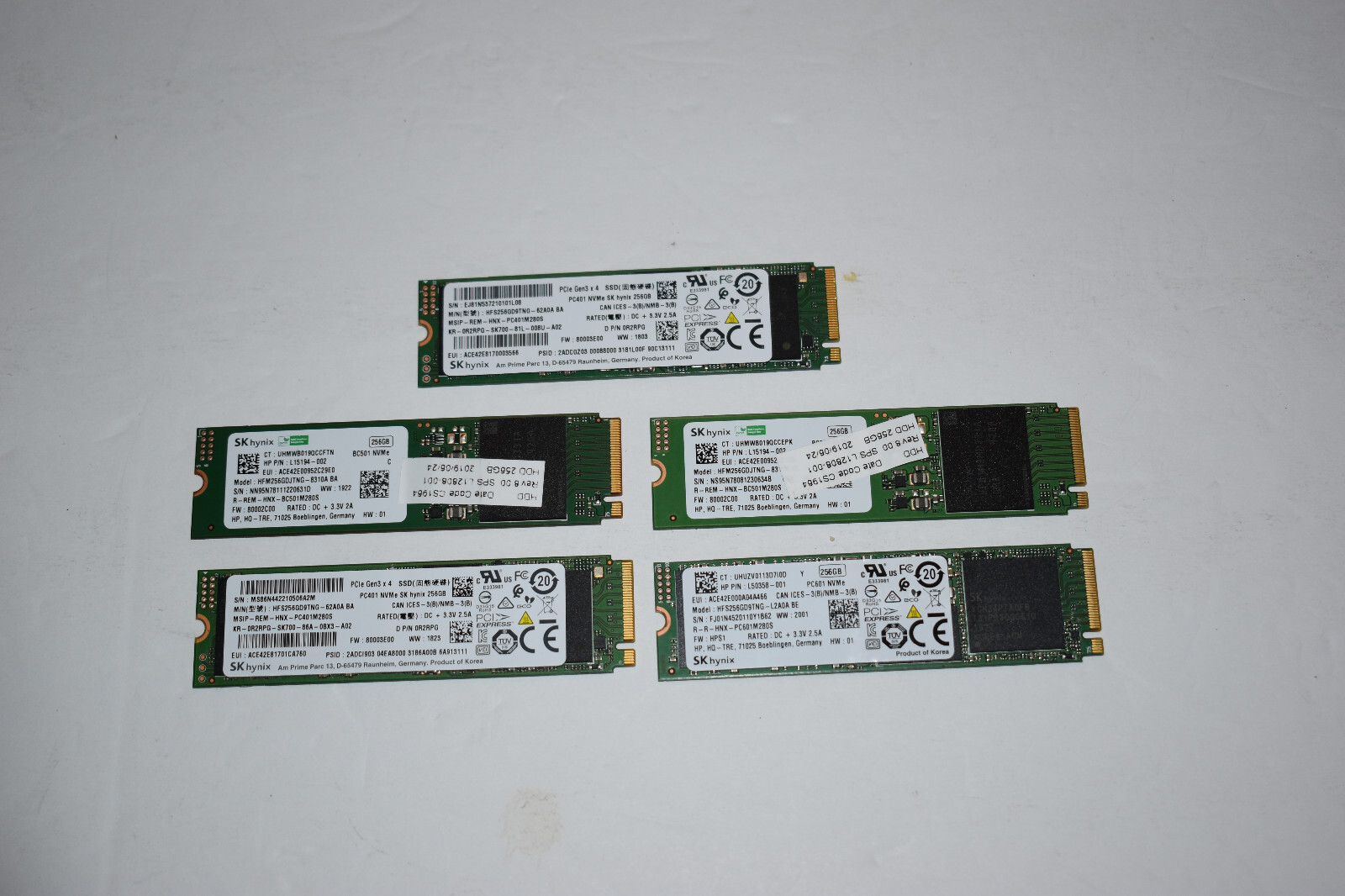 Lot of 5 Hynix 256GB Internal SSD NVMe PCIe m.2 2280 HFM256GD9TNG-62A0A ...