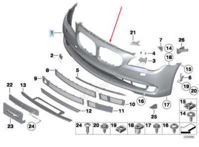 NEW BMW 7 F04 FRONT BUMPER 51117210879 7210879 2012 OEM | eBay