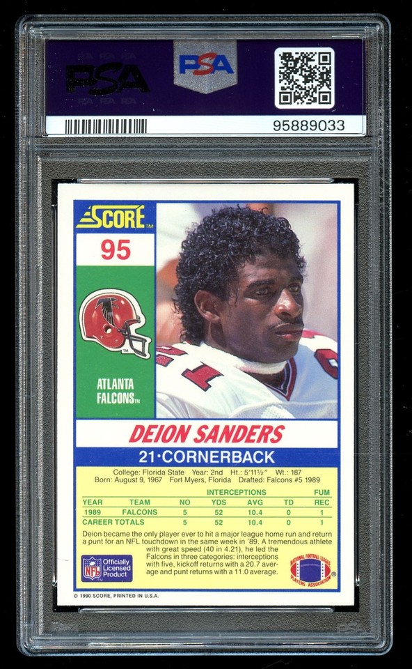1990 Score #95 Deion Sanders PSA 10 GEM MINT | eBay