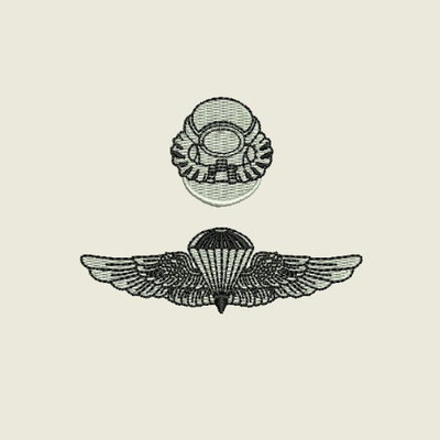 Diver Parachutist USMC Force Recon emblem Embroidered T-shirt with a ...