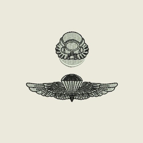 Diver Parachutist USMC Force Recon emblem Embroidered T-shirt with a ...