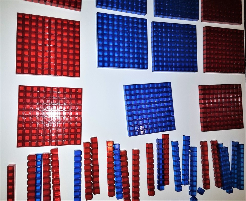 Base Ten Blocks Set - Transparent Blue and Red | eBay