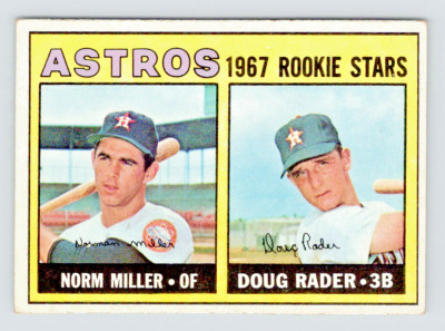 1967 Topps Card, #412 Norm Miller & Doug Rader, Houston Astros Rookie ...