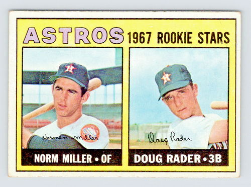 1967 Topps Card, #412 Norm Miller & Doug Rader, Houston Astros Rookie ...
