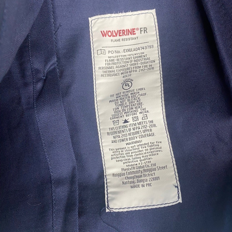 Wolverine FR Cat 2 Flame Resistant Work Shirt 9.2 ATPV Navy Blue XL Men ...