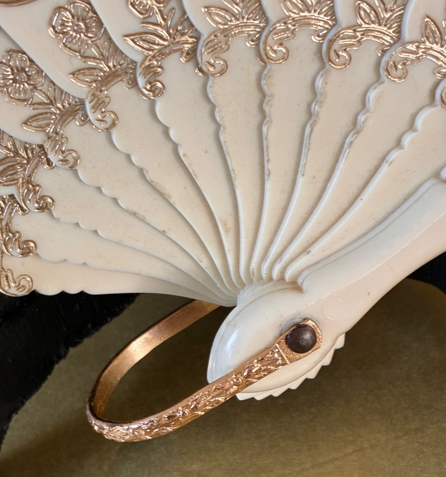 Vintage Hand Fan Puerto Rico El Morro Fort Cream Lace Decorative Travel ...