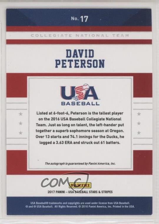 2017 USA Baseball Stars & Stripes CNT Signatures Red Ink /10 David ...