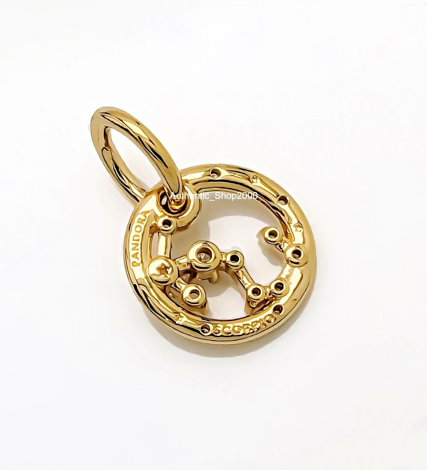 New 100% Authentic PANDORA 14K Gold Plated Scorpio Zodiac Dangle Charm ...
