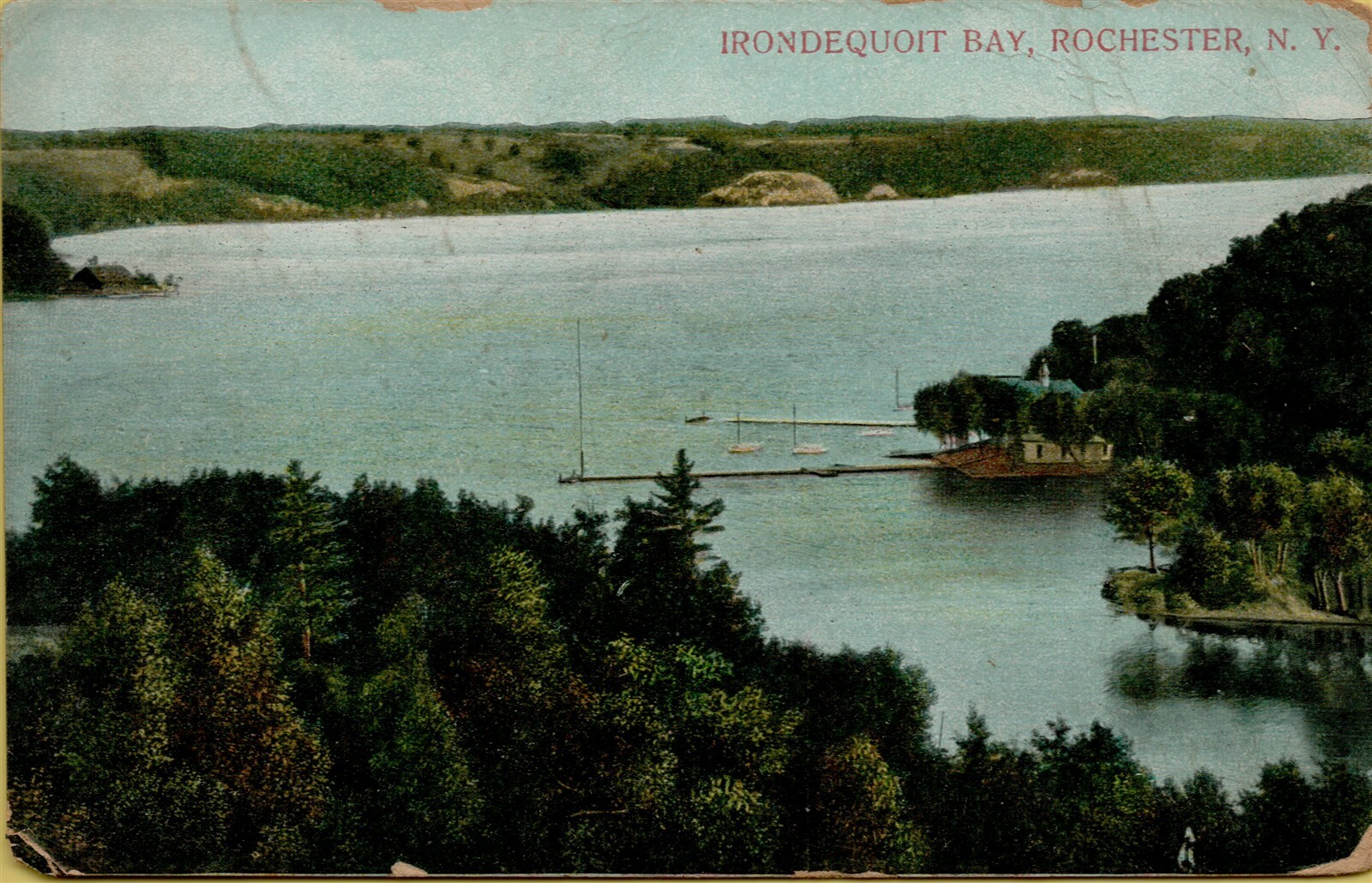 1908 Air Aerial Landscape View Irondequoit Bay Rochester NY Postcard ...