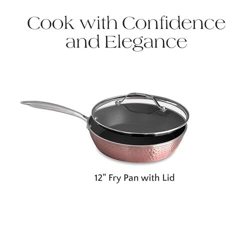 Orgreenic Luxurious Non-Stick Ceramic 12 Inch Rose Gold Pan with Lid ...