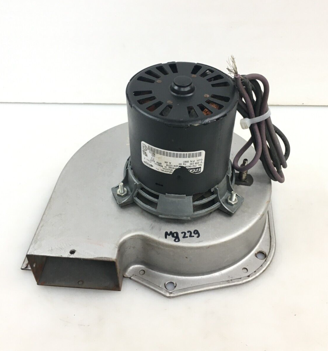 FASCO 7021-9656 Draft Inducer Blower Motor 8981 Type U21B 3200RPM used ...
