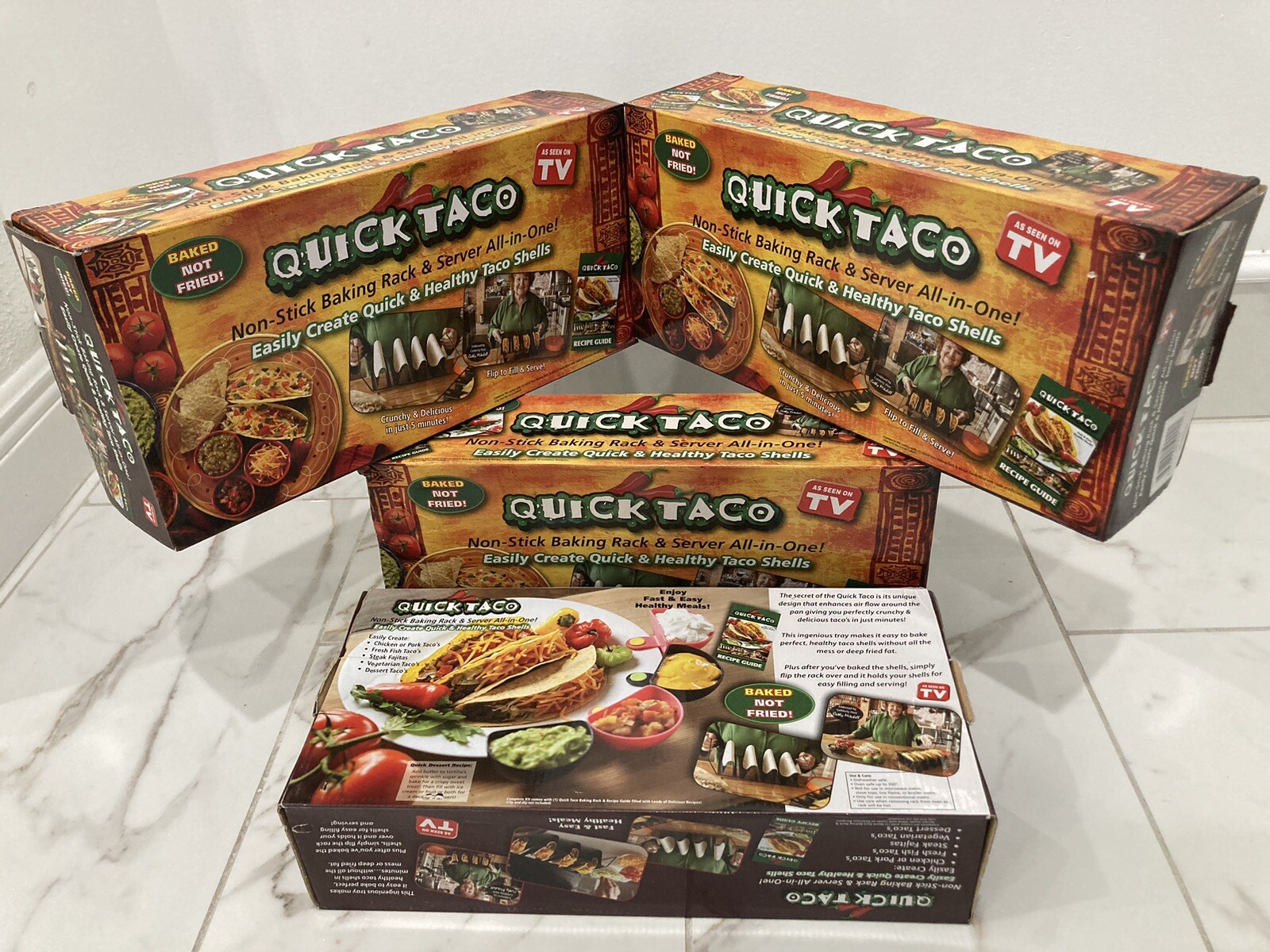 4 Quick Taco Non-Stick Baking Rack Server All in One As Seen on TV ...