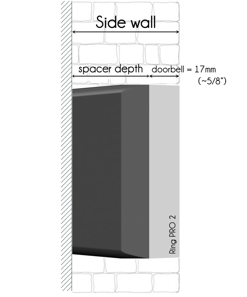 Ring PRO 2 video Doorbell Custom spacer. Mounting bracket wedge 0.5"-3. ...
