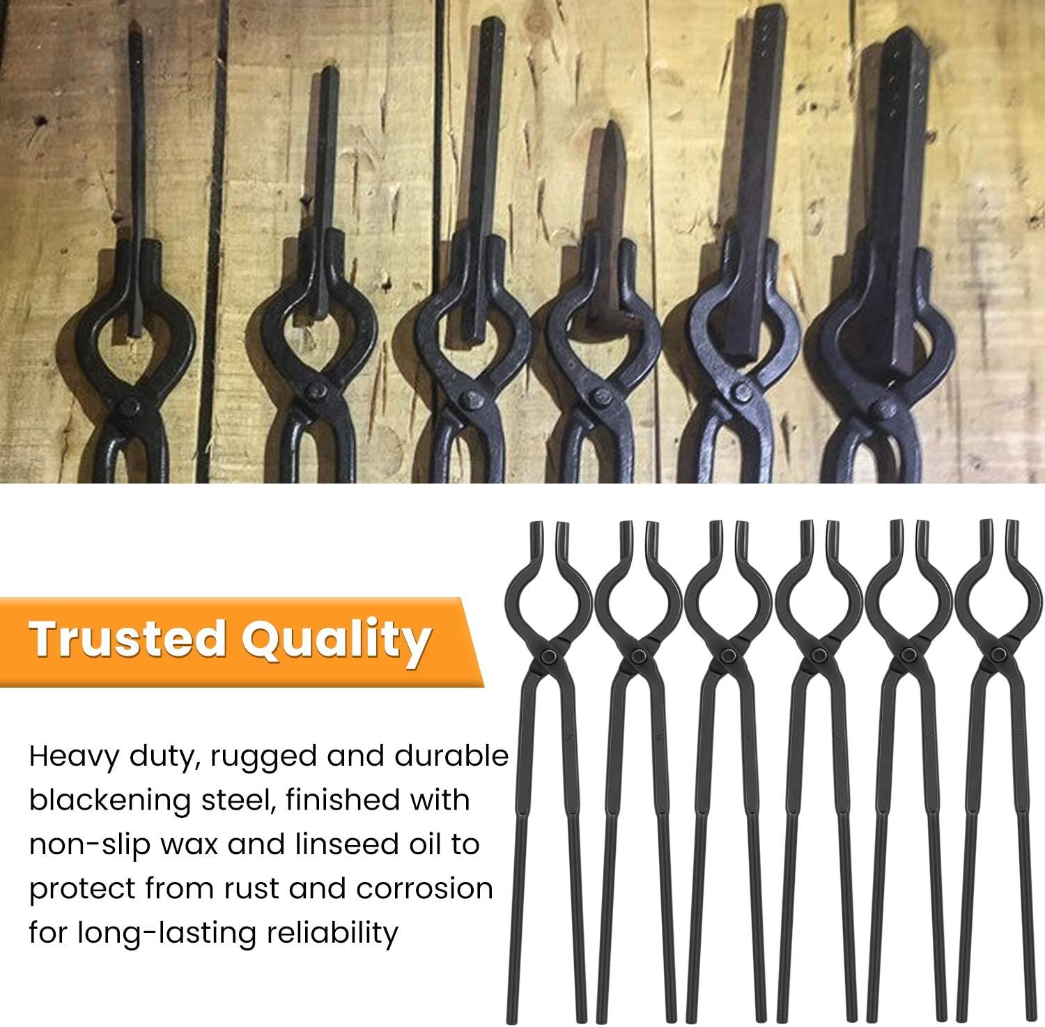 V Bolt Tongs Set Blacksmith Forge Tong Set Includes 3/8 1/2 5/8 3/4 7/8 ...