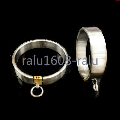 Stainless Steel Metal Heavy Rings Collar Neck Restraint Brass Lock ...