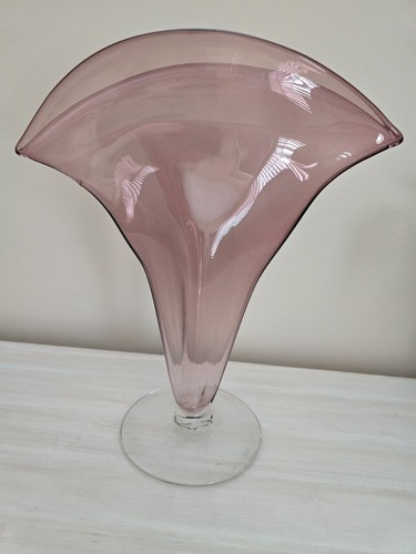 Blenko Glass 872 Fan Vase Light Purple 11.5" Etched "Blenko 2001" | eBay