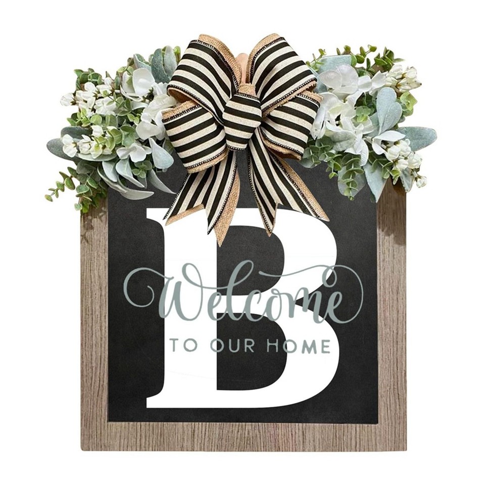 Letter Front Door Wreath Wooden Sign Pendant Welcome Sign Decoration ...