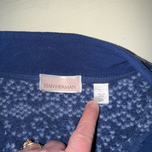 Stan Herman Women's Fleece Full Zip Lightweight Jacket Sweater Blue Sz ...